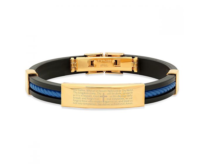 STEELTIME Lord's Prayer Lasso ID Bracelet 711-146-GOLDANDBLUE - Karmaloop