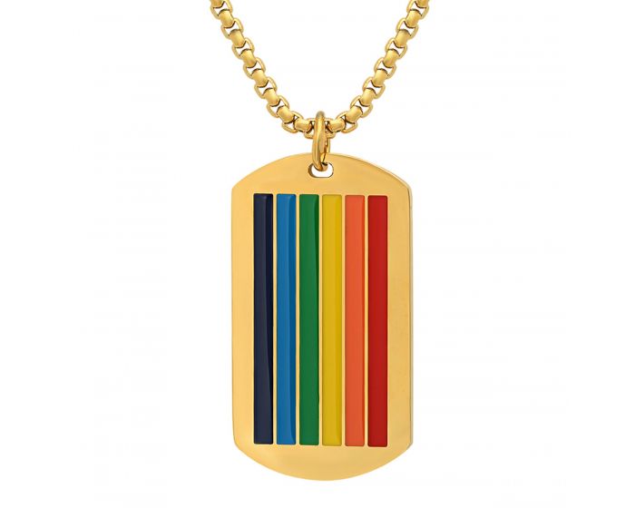 STEELTIME Rainbow Pride Dog Tag Pendant 678-791-GOLD - Karmaloop