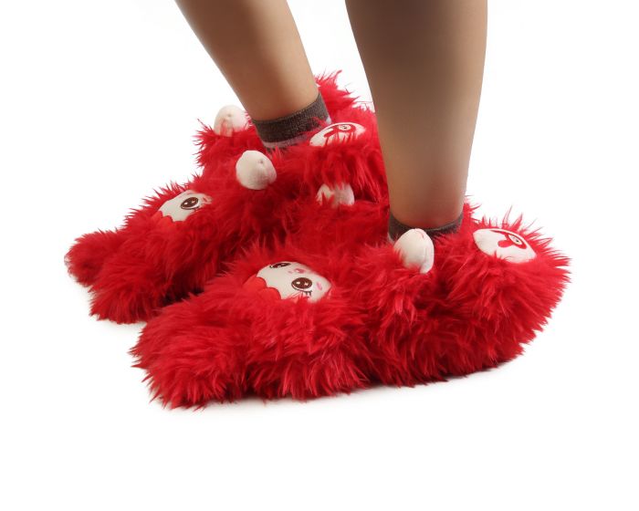 SOLE LA VIE Doll Fuzzy Slippers BOOS-01-SK-RED - Karmaloop