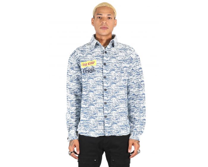 KLEEP ROX Men's mixed jacquard texture shirt KLP-5D4E8F - Karmaloop