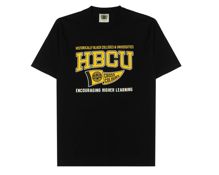 CROSS COLOURS HBCU Pennant T-Shirt- Black A10017AAP-BLK-BLACK - Karmaloop