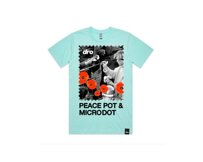 DRO PEACE POT & MICRODOT TEE - CELADON T-PPMD-CELADON-CELADON - Karmaloop