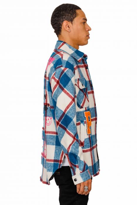 KLEEP SINOPER Men's premium heavy flannel jacket type shirt KW-4960 ...