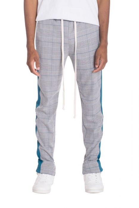 WEIV Checkered Trouser Track Pants PLP0572-TEAL - Karmaloop