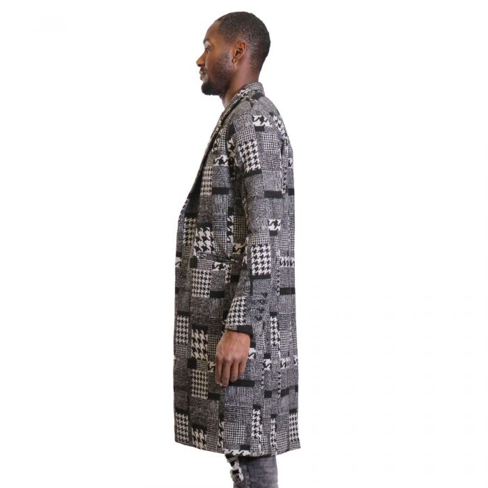 KLEEP Neo black and white houndstooth pattern Wool Coat Jacket AM-1009 ...