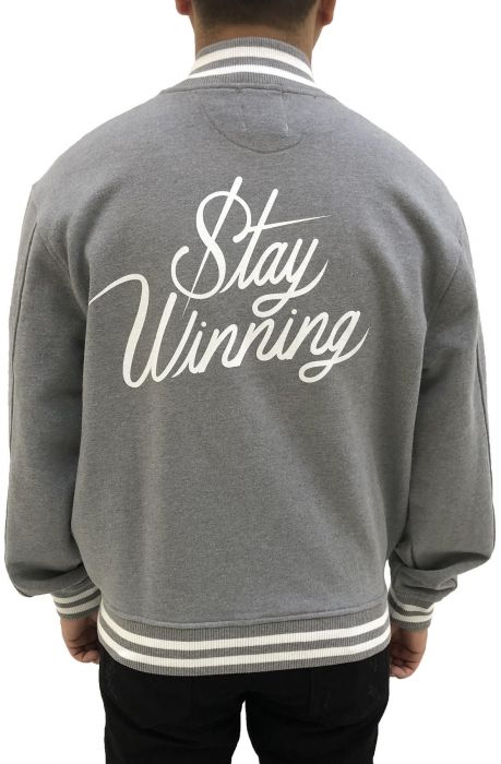 STAY WINNING Original Logo/Script Gray/White Varsity Jacket SW-0153 ...