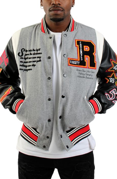 SMOKE RISE Torch Varsity Jacket WW23697SK-HGREY - Karmaloop