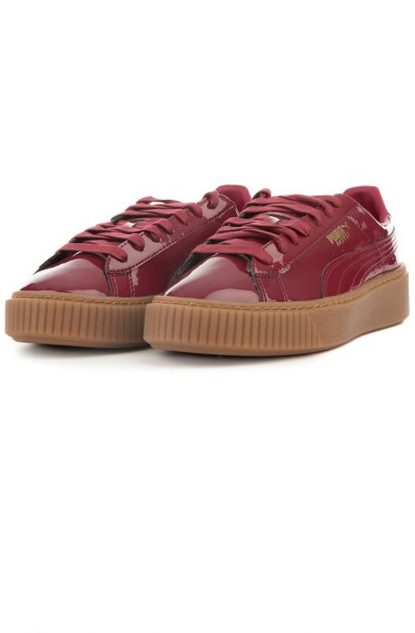 Puma Sneaker Basket Platform Patent Tibetan Red