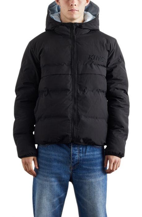 KING APPAREL Tennyson Reversible Puffer Jacket - Black / Sky Blue AW22 ...