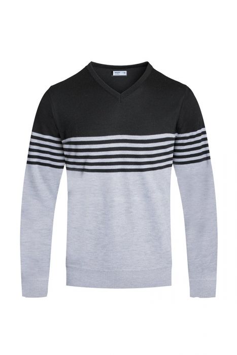 WEIV TWO TONE HALF AND HALF SWEATER N2009-BLKGREY - Karmaloop