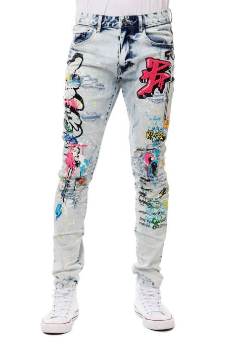 SMOKE RISE Graphic Bomb Denim Jean JP20348-ABLUE - Karmaloop