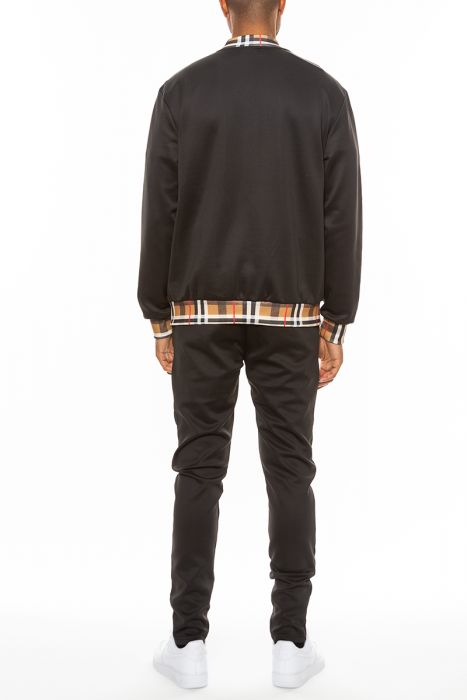 WEIV Checkered Detail Track Jacket Set EMP-EMJ4102-BLK - Karmaloop
