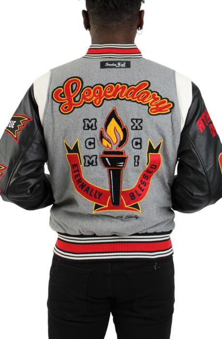 SMOKE RISE Torch Varsity Jacket WW23697SK-HGREY - Karmaloop