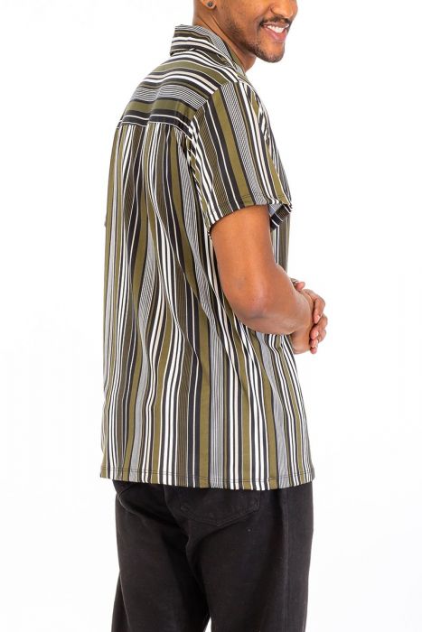 Weiv Vertical Stripe Button Down Shirt Ws9008olive Karmaloop