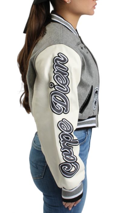 SMOKE RISE Varsity Jacket AJ23901-LTGREY - Karmaloop