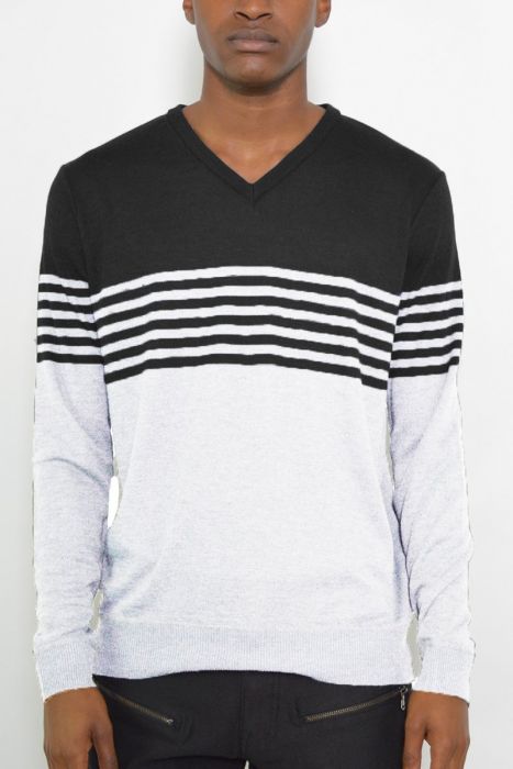 WEIV TWO TONE HALF AND HALF SWEATER N2009-BLKGREY - Karmaloop
