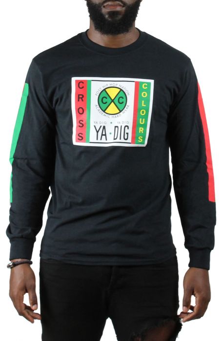 The Cross Colors Label Logo Long Sleeve Tee in Black