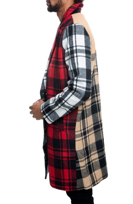 ROKU Crazy Plaid Overcoat in Multi RK6480038-MULTI - Karmaloop