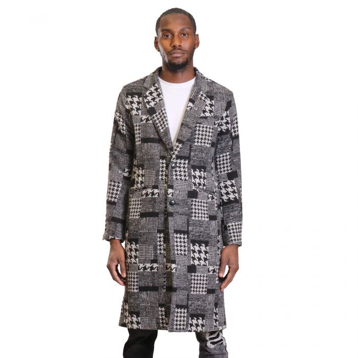KLEEP Neo black and white houndstooth pattern Wool Coat Jacket AM-1009 ...