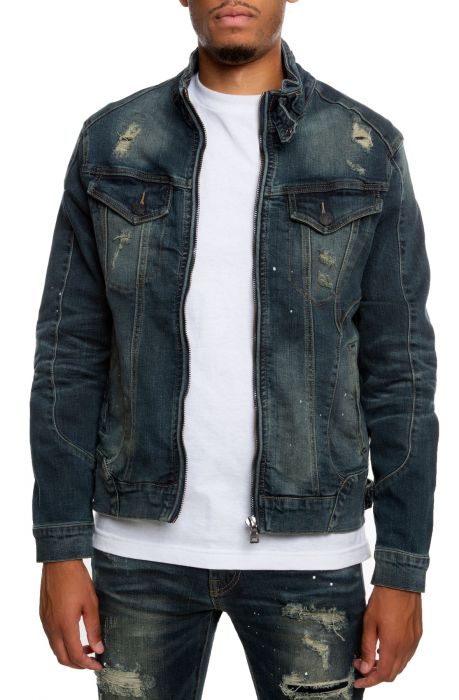 SMOKE RISE Zip Denim Jacket JJ9633 BW - Karmaloop