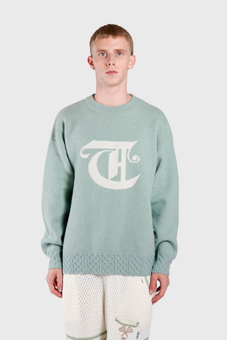 HIDEOUT Racket Club Knit Crewneck Sweater THC-RA-SR-PASTELGREEN - Karmaloop