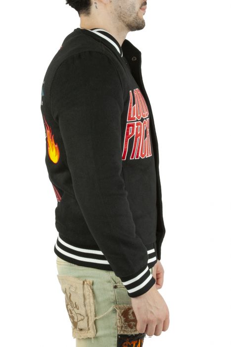 REBEL MINDS Loud Pack Varsity Jacket 922-512BLK - Karmaloop