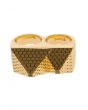 Black Scale Ring Pyramid 2 Finger in Gold
